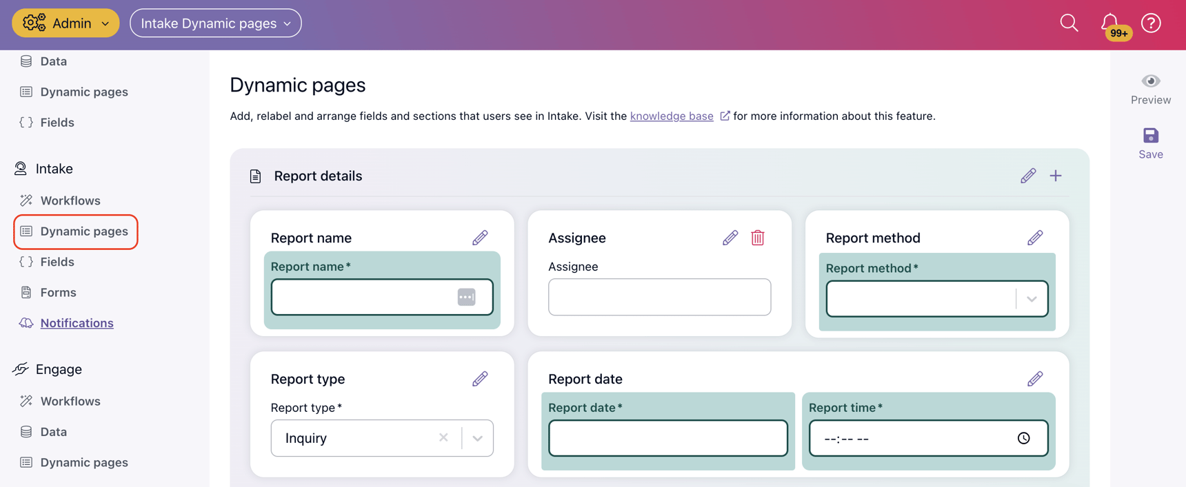 Customizing Intake with Dynamic Pages